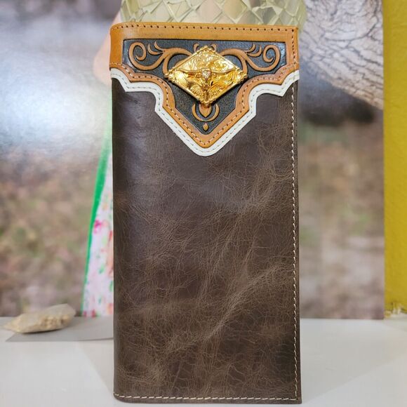 Rodeo | Bags | Longhorn Western Wallet Genuine Leather Handtooled ...